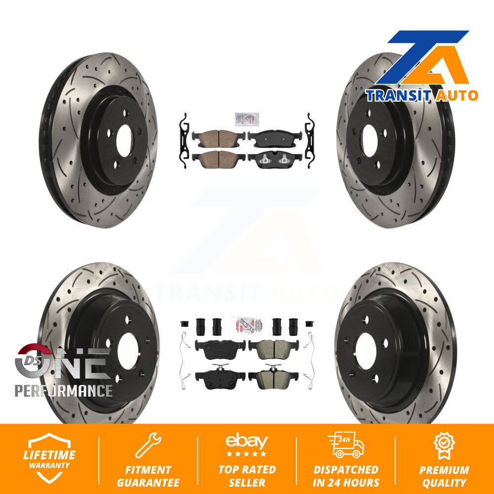 Front Ceramic Rear Semi-Metallic Pad Coated Drill Slot Disc Brake ...