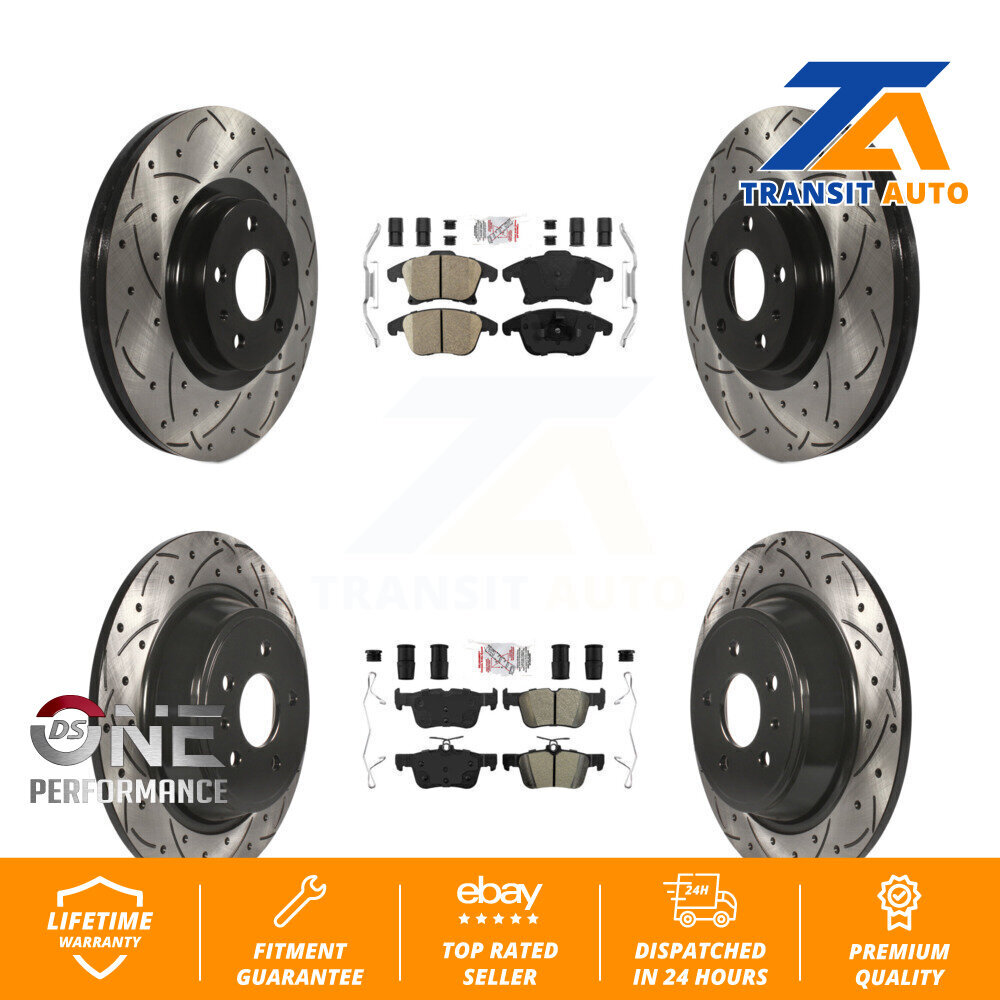 Front Ceramic Rear Semi-Metallic Pad Drill Slot Brake Rotors Kit For ...