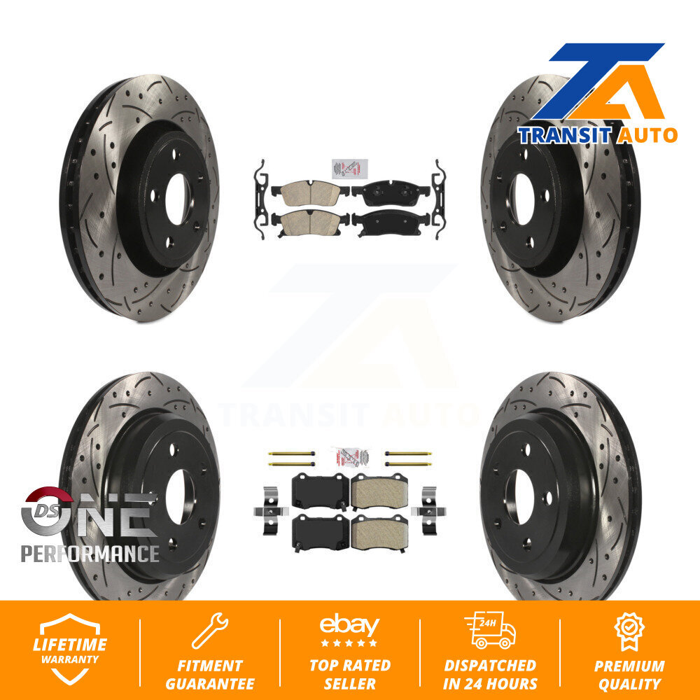 Front Ceramic Rear Semi-Metallic Pad Coated Drill Slot Disc Brake ...